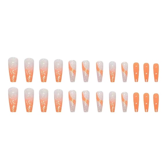 NEW BRAND | Makeup | New Extra Long Ballerina Orange Gradient Press On ...